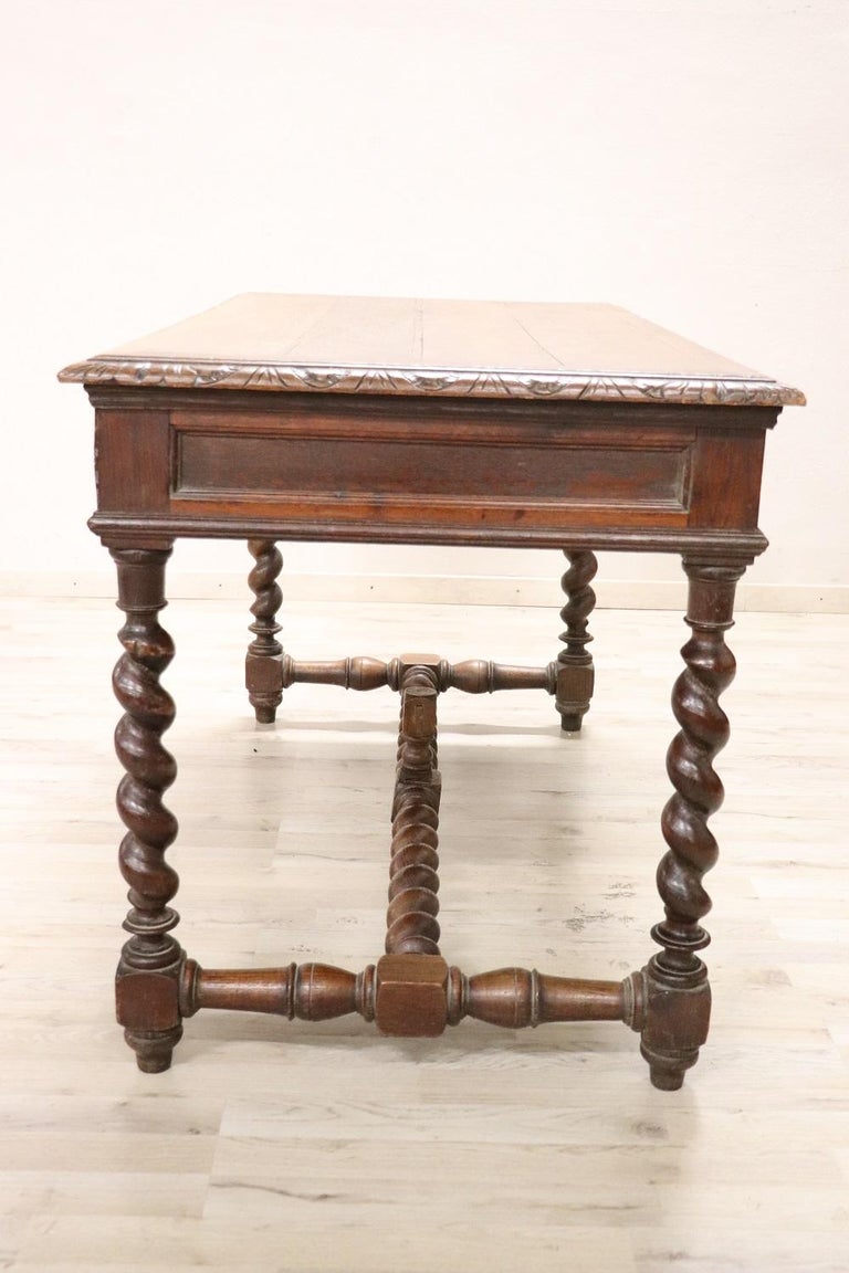 19th Century Italian Renaissance Style Carved Oak Wood Writing Desk For ...