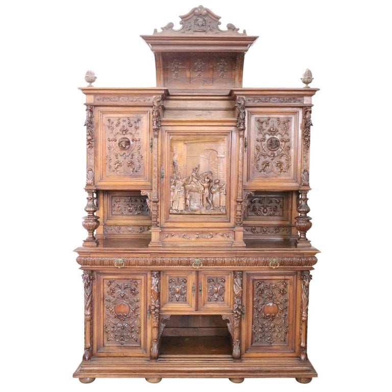 19th Century Italian Renaissance Style Walnut Carved Dining Room Set 11 ...