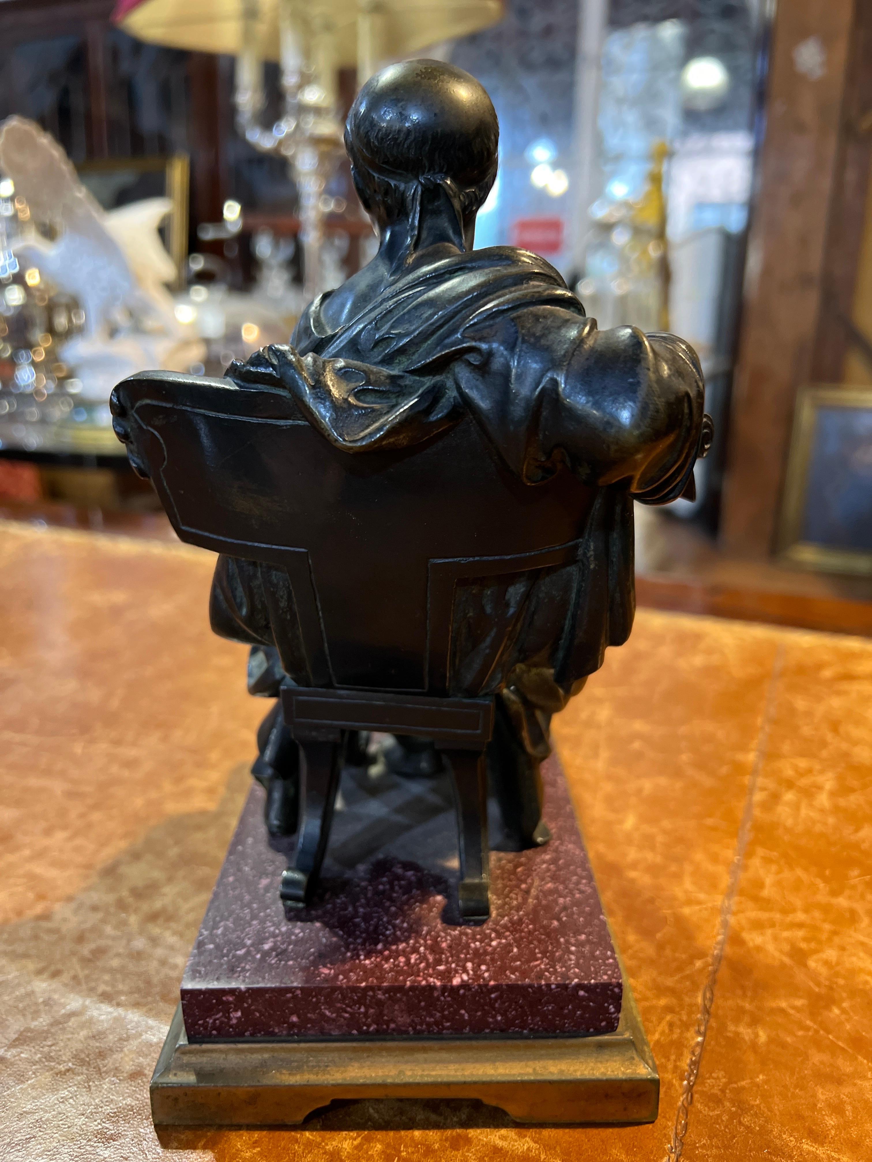 19th Century Italian Rome Grantour Bronze and Porfido Marble Cesar ...