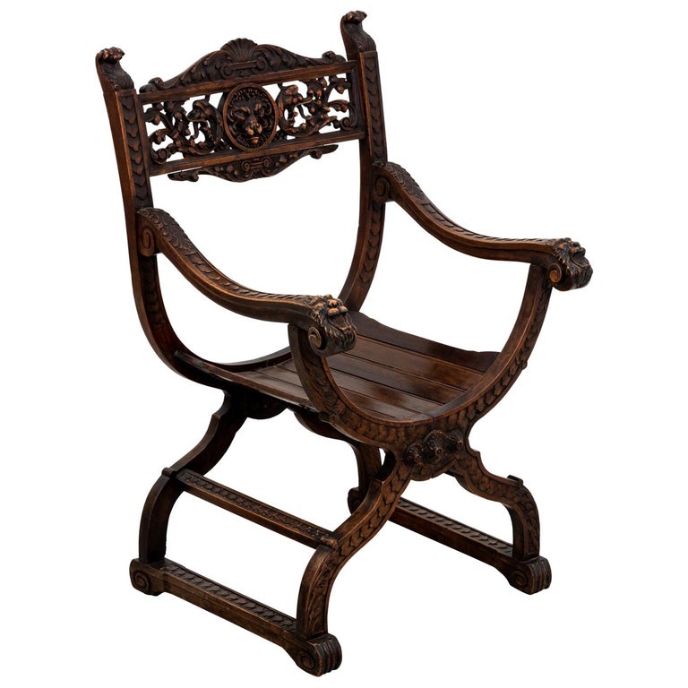 19th Century Italian Savonarola Armchair For Sale at 1stDibs