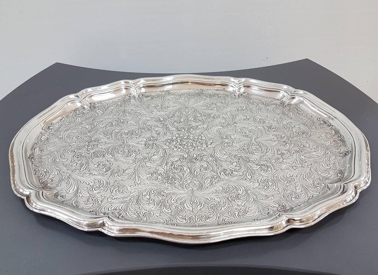 19th Century Italian Silver Oval Baroque Tray, Completely Engraved by ...