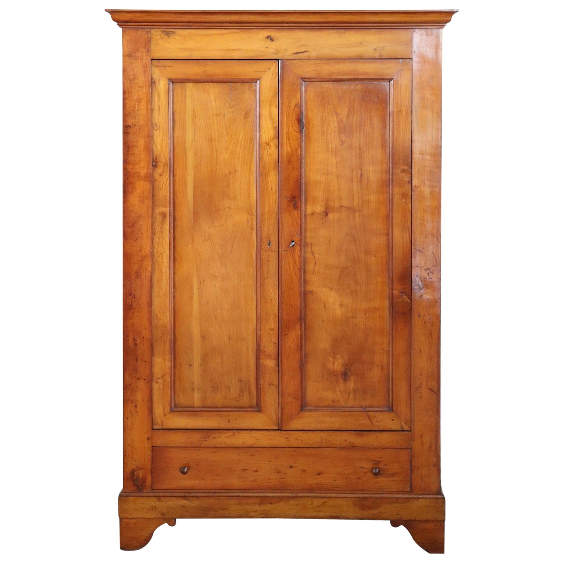 19th Century Italian Solid Cherrywood Antique Wardrobe or Armoire at ...