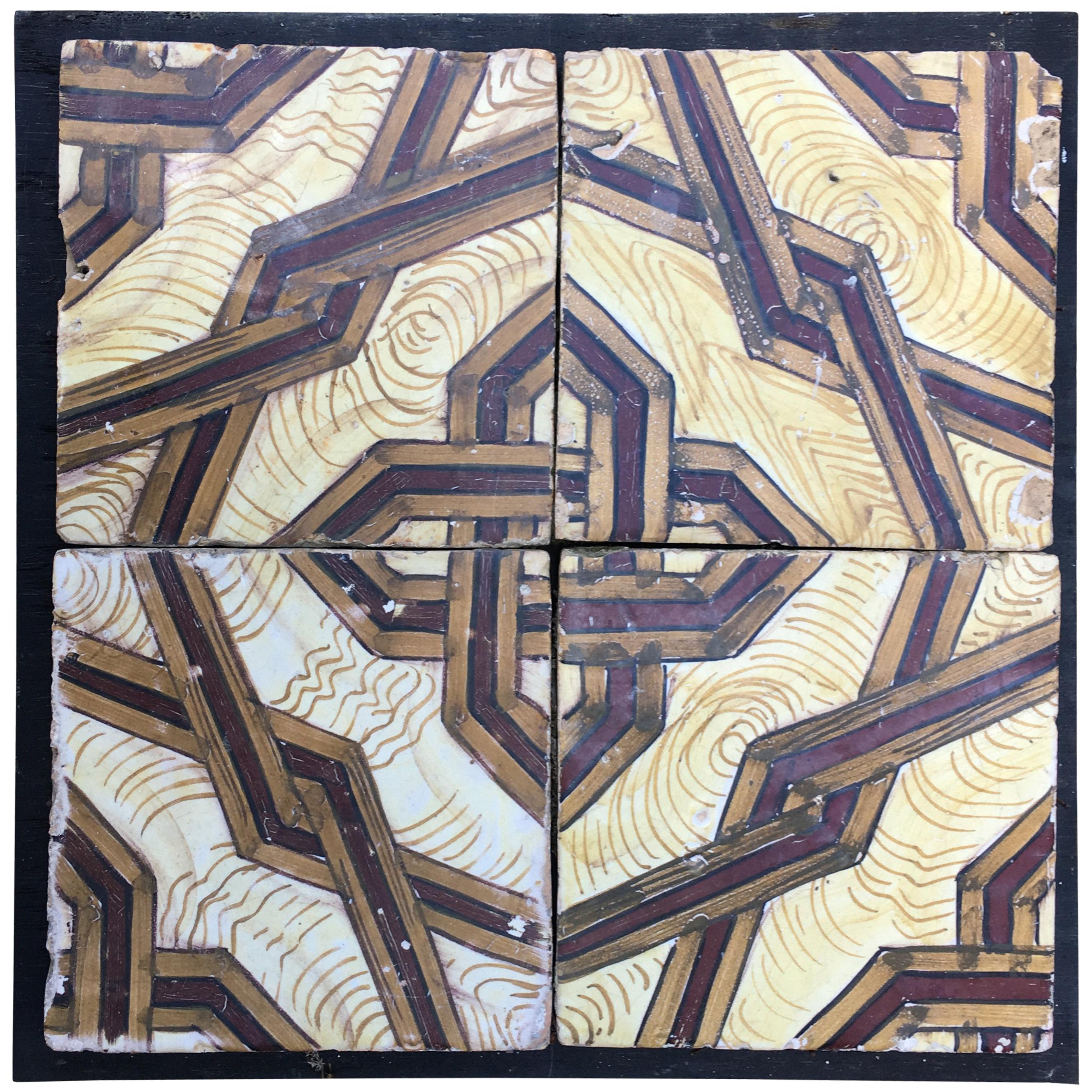 19th Century, Italian Vintage Reclaimed Decorated Tiles For Sale at ...