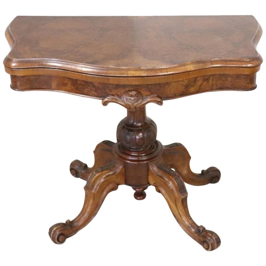 19th Century Italian Walnut Carved and Burl Game Table at 1stDibs
