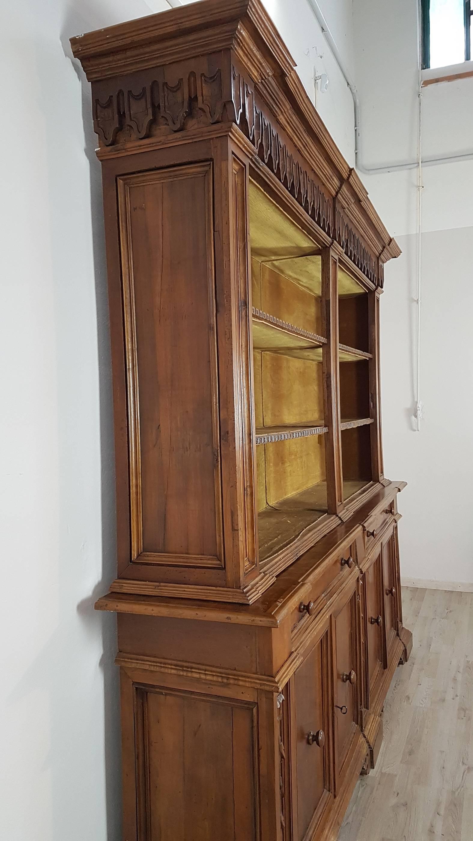 19th Century Italian Walnut Wood Bookcase or Sideboard at 1stDibs ...