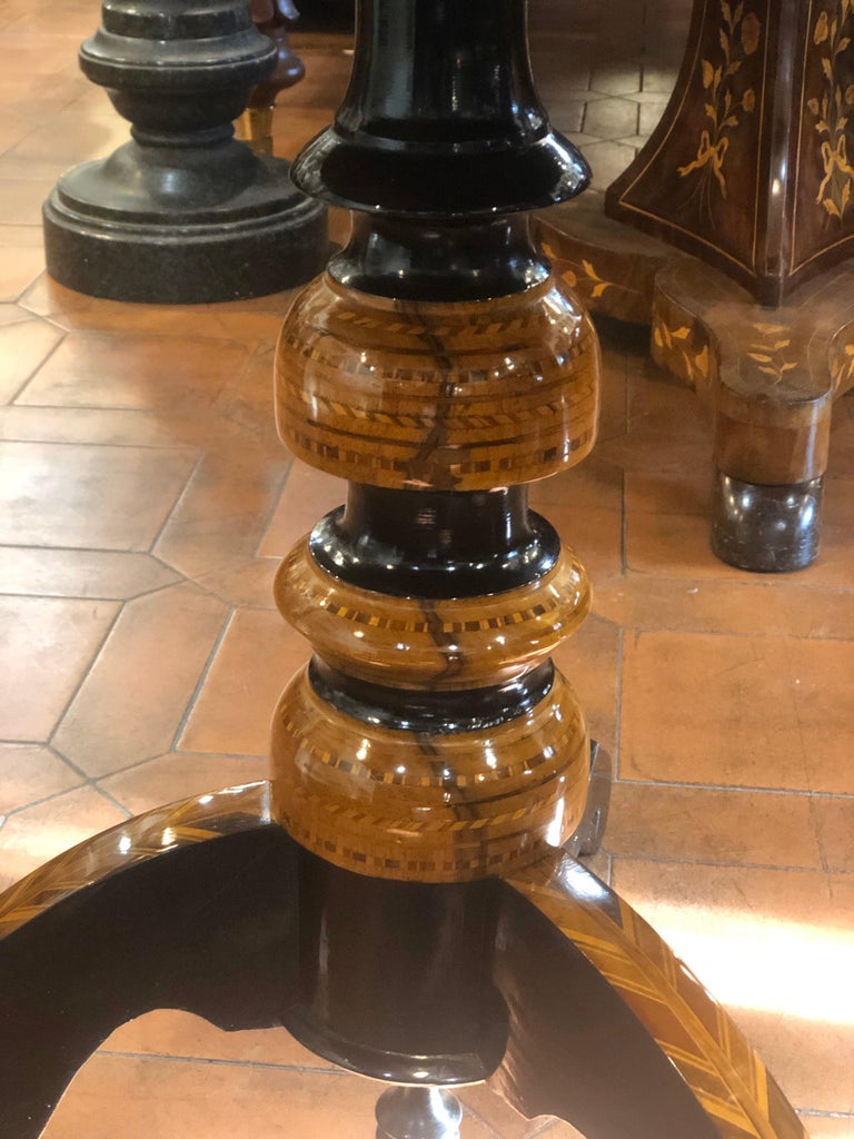 19th Century Italian Wood Louis Philippe Walnut Inlay Rolo Table, 1870s ...