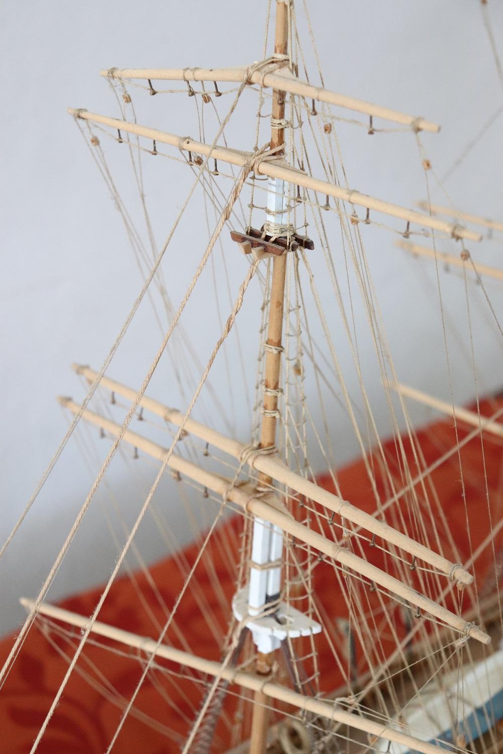 19th Century Italian Wooden and Canvas Handmade Model Sailing Ship For ...