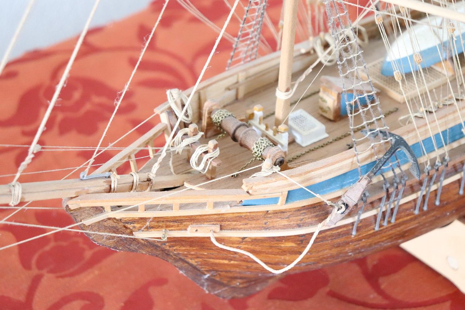 19th Century Italian Wooden and Canvas Handmade Model Sailing Ship For ...