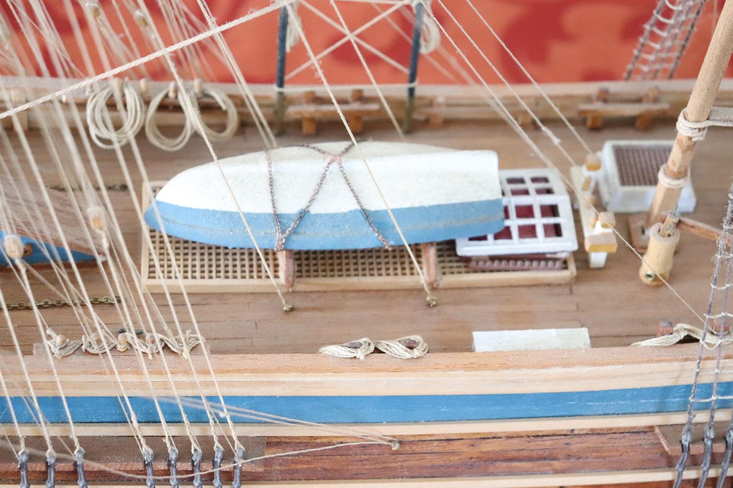19th Century Italian Wooden and Canvas Handmade Model Sailing Ship For ...
