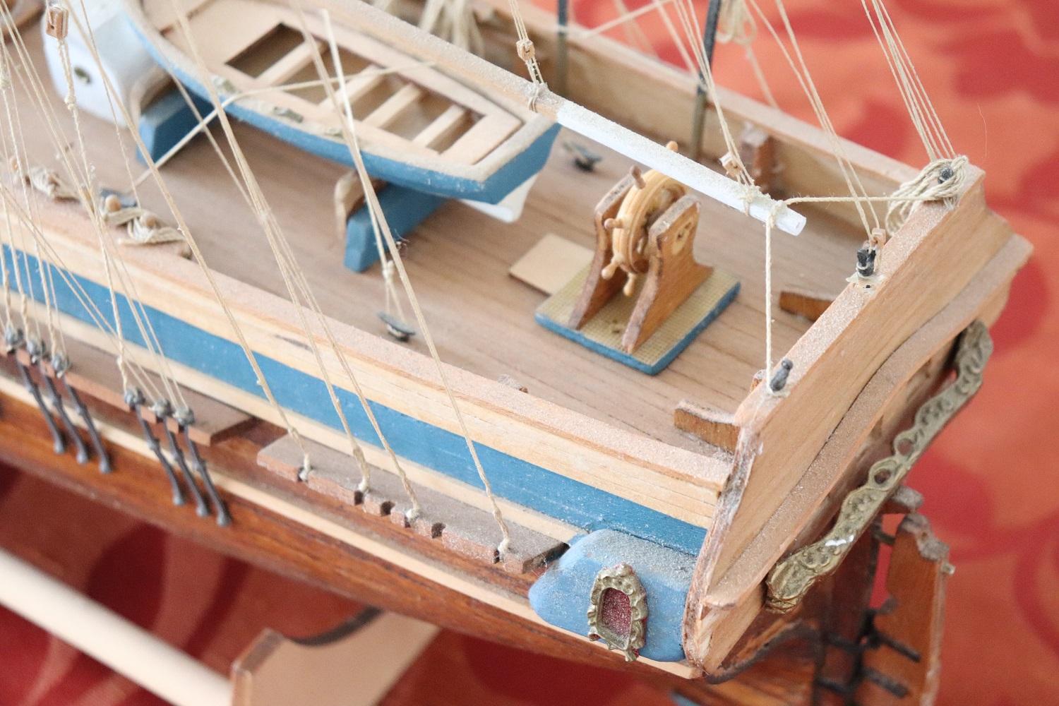 19th Century Italian Wooden and Canvas Handmade Model Sailing Ship For ...