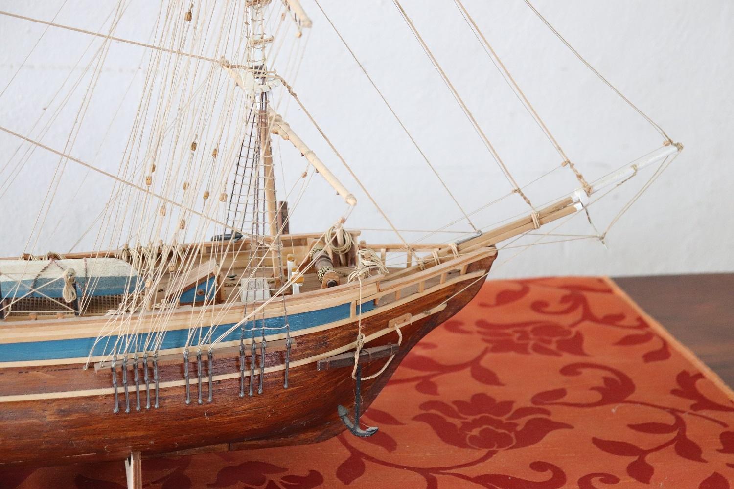 19th Century Italian Wooden and Canvas Handmade Model Sailing Ship For ...