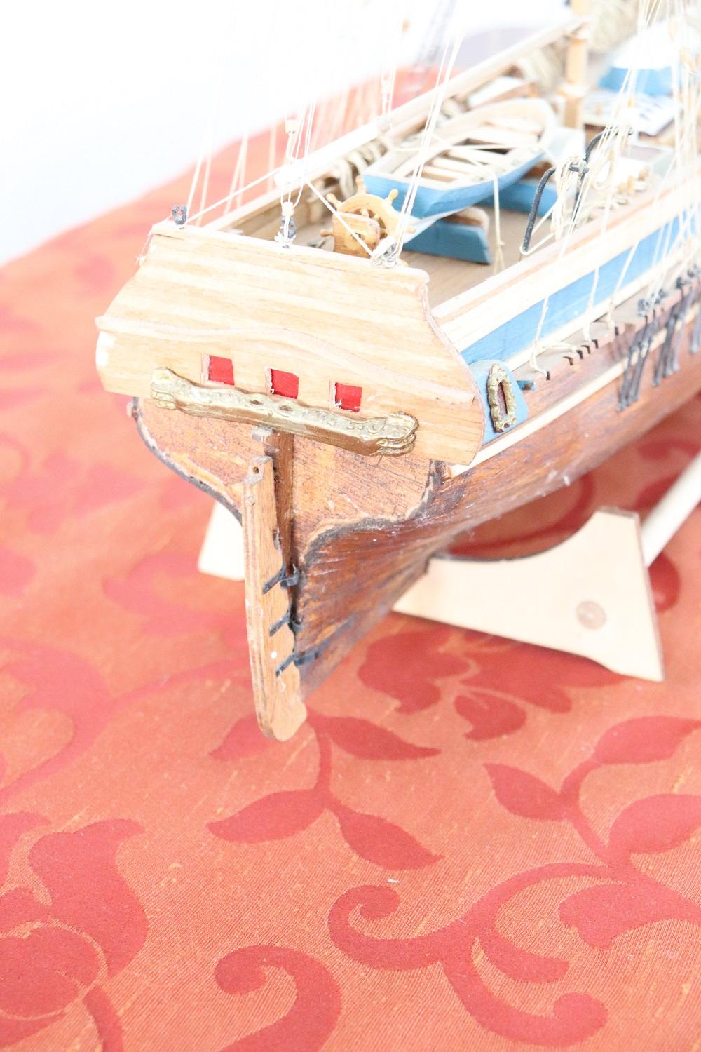 19th Century Italian Wooden and Canvas Handmade Model Sailing Ship For ...