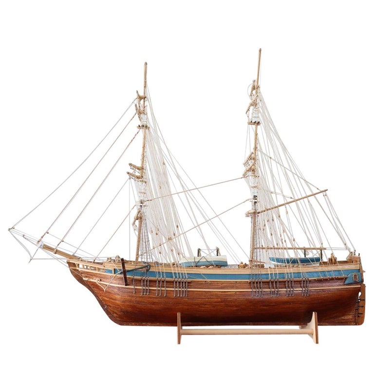 19th Century Italian Wooden and Canvas Handmade Model Sailing Ship For ...