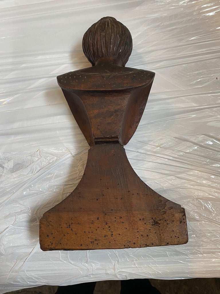 19th Century Italian Wooden Sculpture of Woman's Bust on a Base For ...