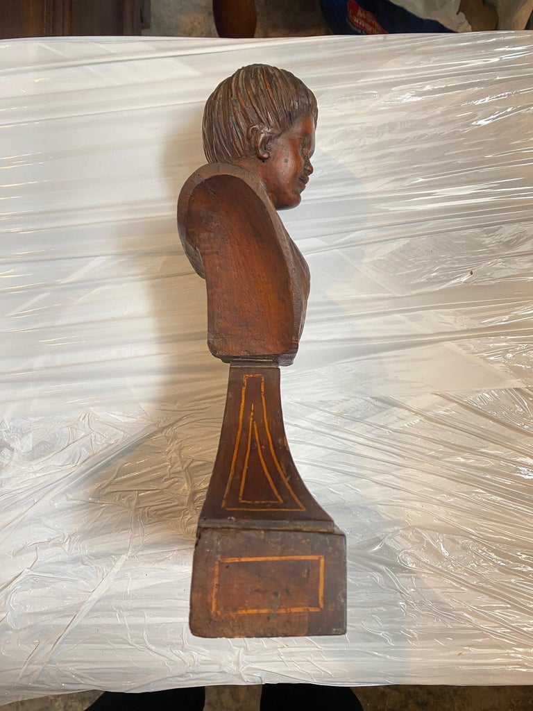 19th Century Italian Wooden Sculpture of Woman's Bust on a Base For ...