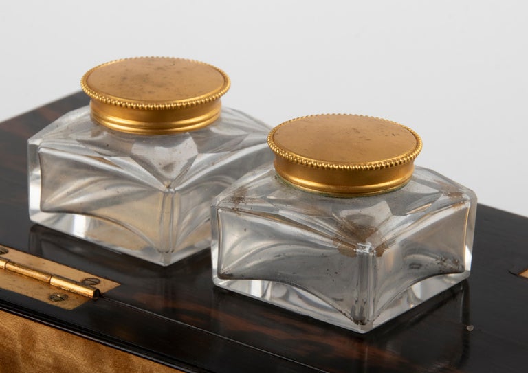 19th Century Italian Writing Box with Macassar Veneer and Silver Mounts ...