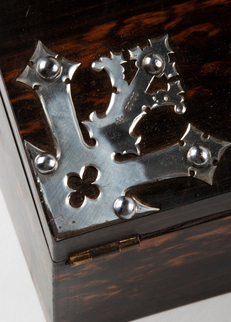 19th Century Italian Writing Box with Macassar Veneer and Silver Mounts ...