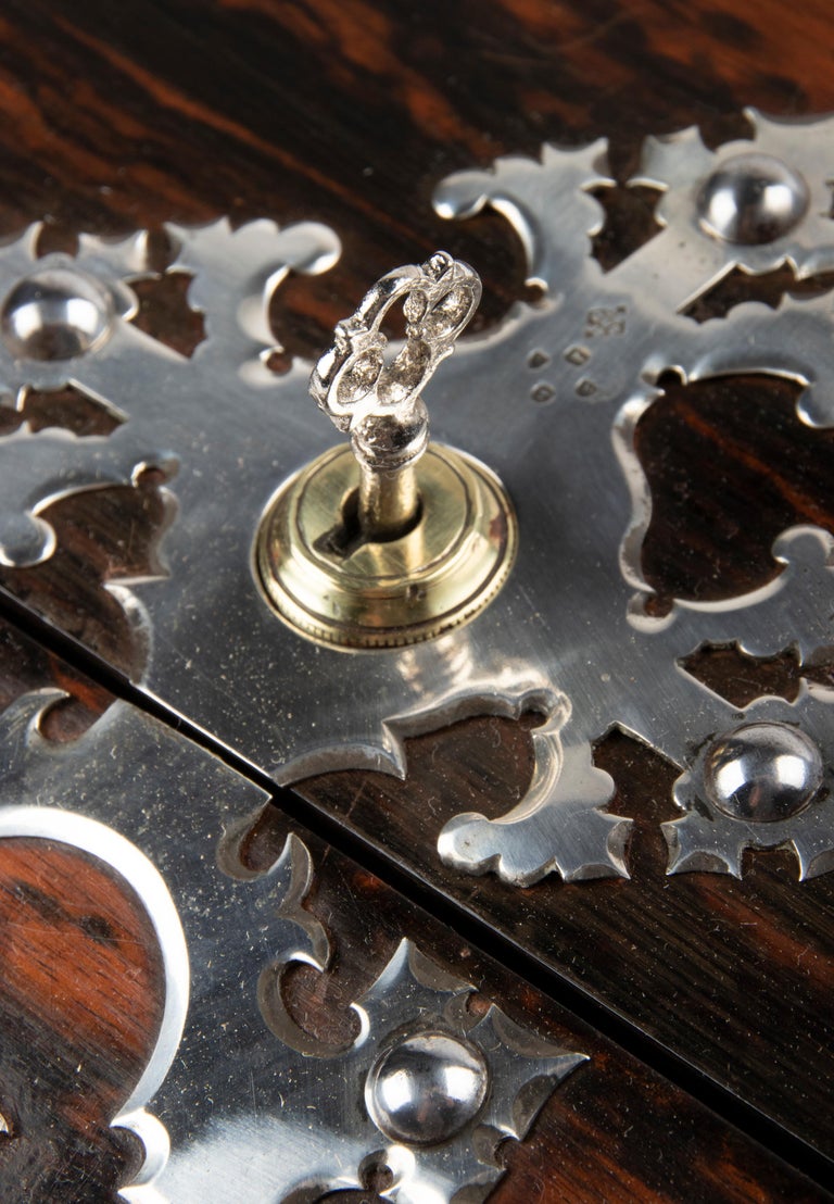19th Century Italian Writing Box with Macassar Veneer and Silver Mounts ...