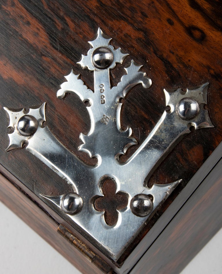 19th Century Italian Writing Box with Macassar Veneer and Silver Mounts ...