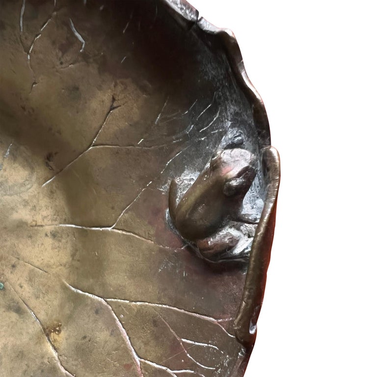 19th Century Japanese Bronze Lotus Leaf Bowl For Sale at 1stDibs