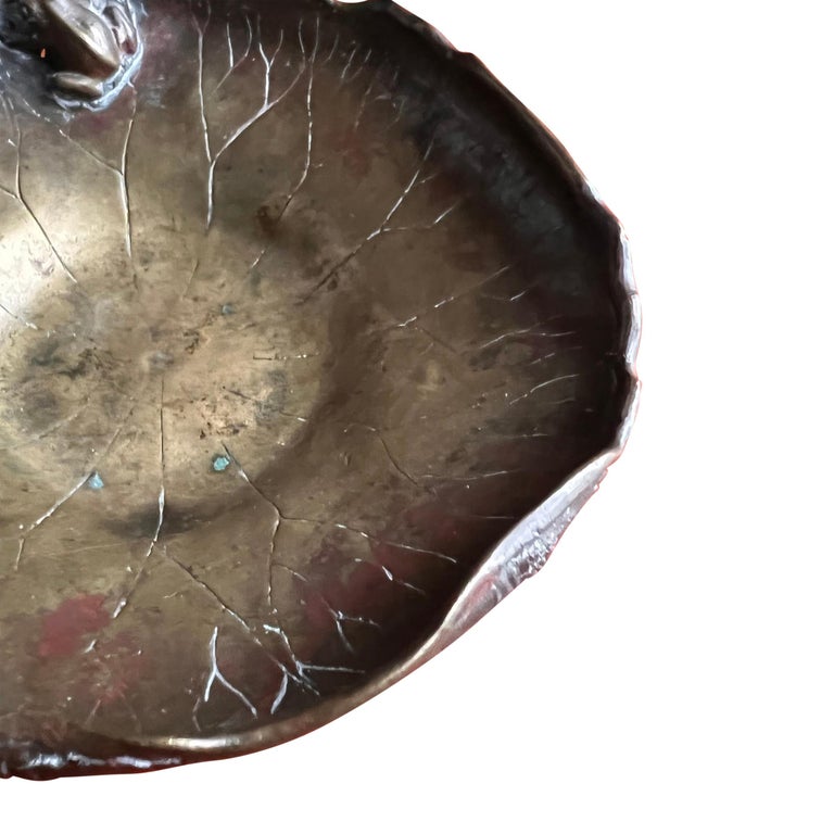 19th Century Japanese Bronze Lotus Leaf Bowl For Sale at 1stDibs