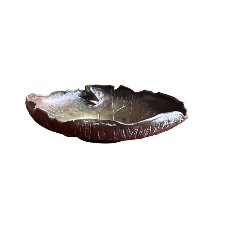 19th Century Japanese Bronze Lotus Leaf Bowl For Sale at 1stDibs