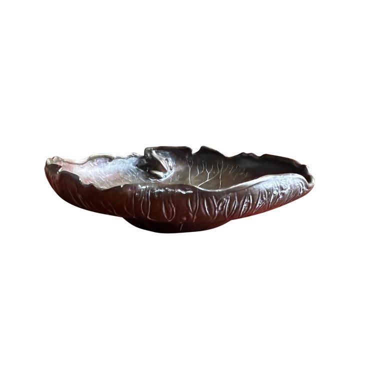 19th Century Japanese Bronze Lotus Leaf Bowl For Sale at 1stDibs