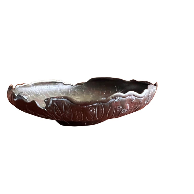 19th Century Japanese Bronze Lotus Leaf Bowl For Sale at 1stDibs