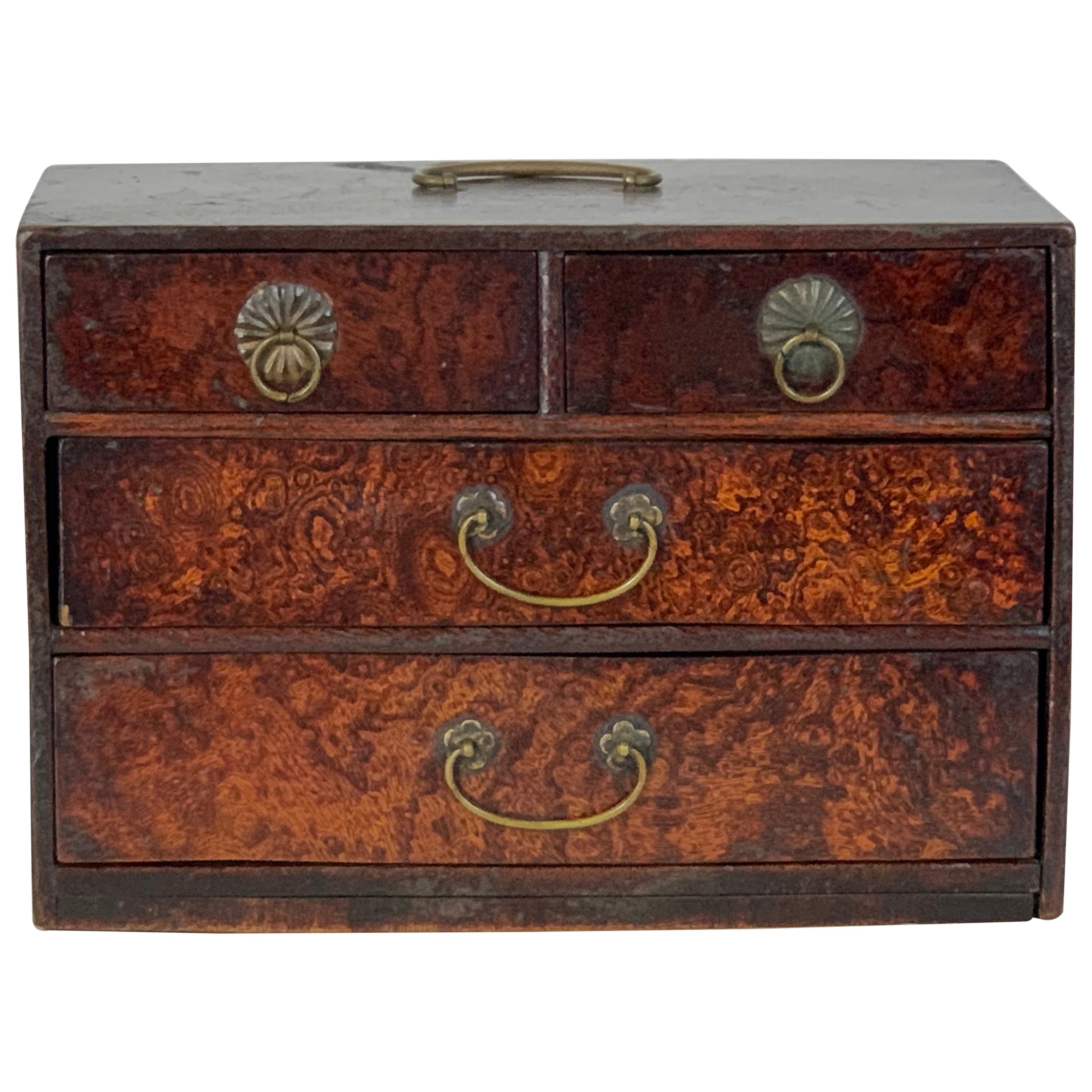 19th Century Japanese Burl Elmwood Jewelry Box at 1stDibs
