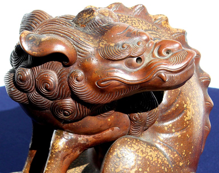19th Century Japanese Earthenware Foo Dog Lion Dragon For Sale at ...