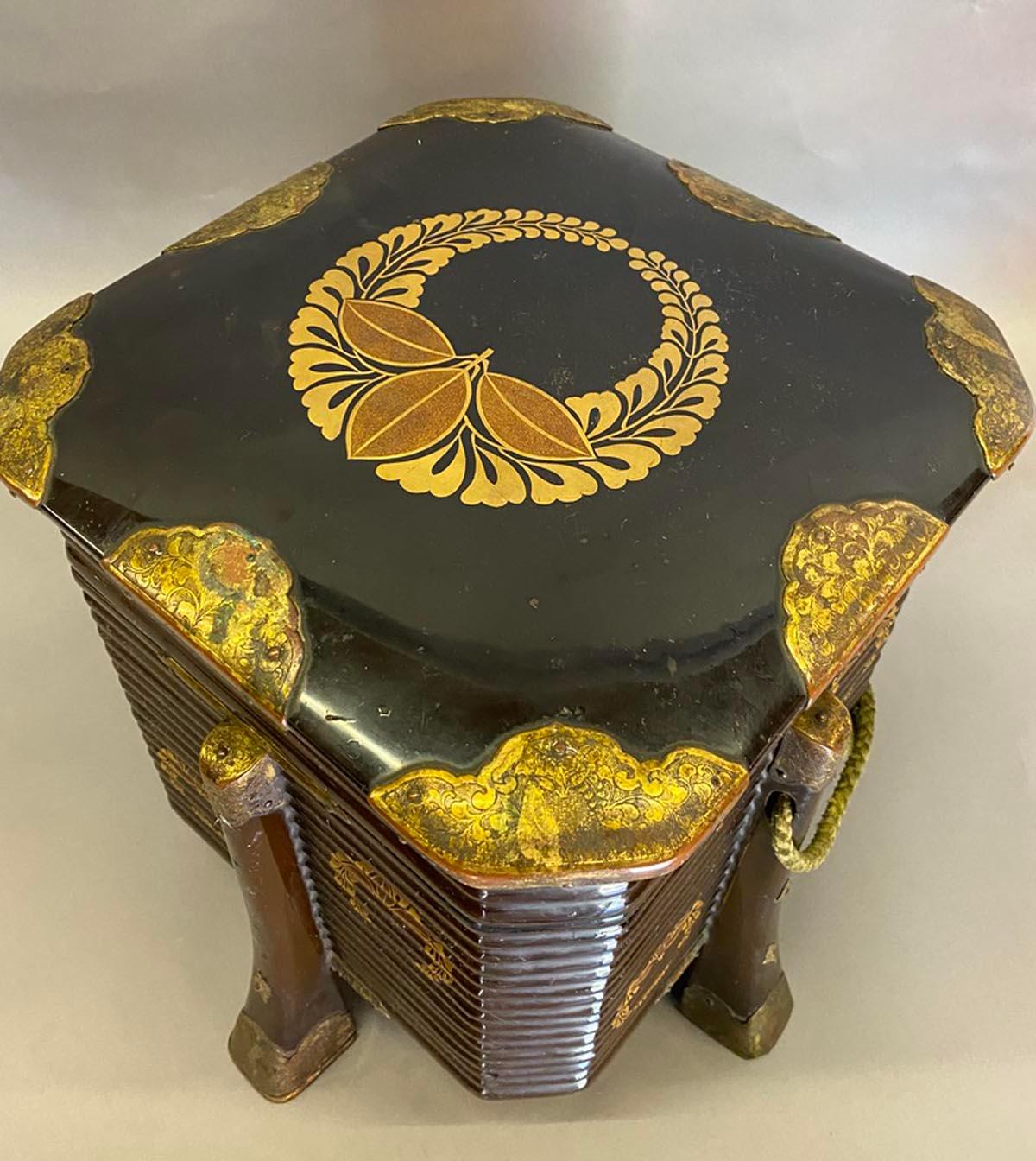 19th Century Japanese Hokkai, Lacquered Decorative Box in Gold and ...
