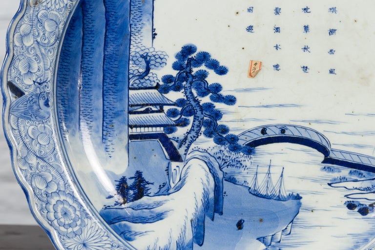 19th Century Japanese Porcelain Imari Plate with Painted Blue and White ...