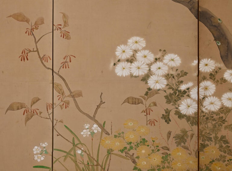 19th Century Japanese Rinpa Screen, Flowers of the Four Seasons by ...