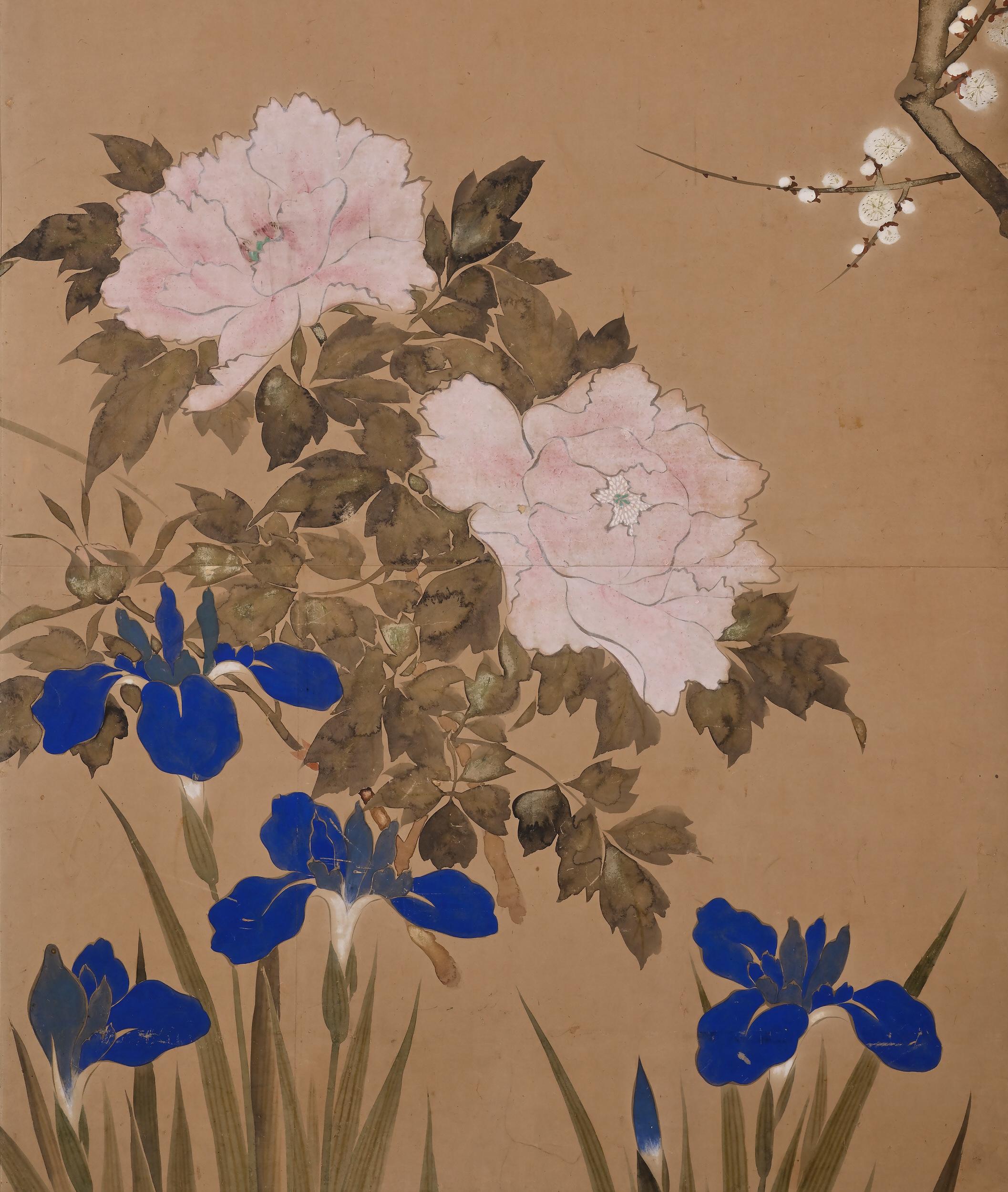 19th Century Japanese Rinpa Screen, Flowers of the Four Seasons by ...