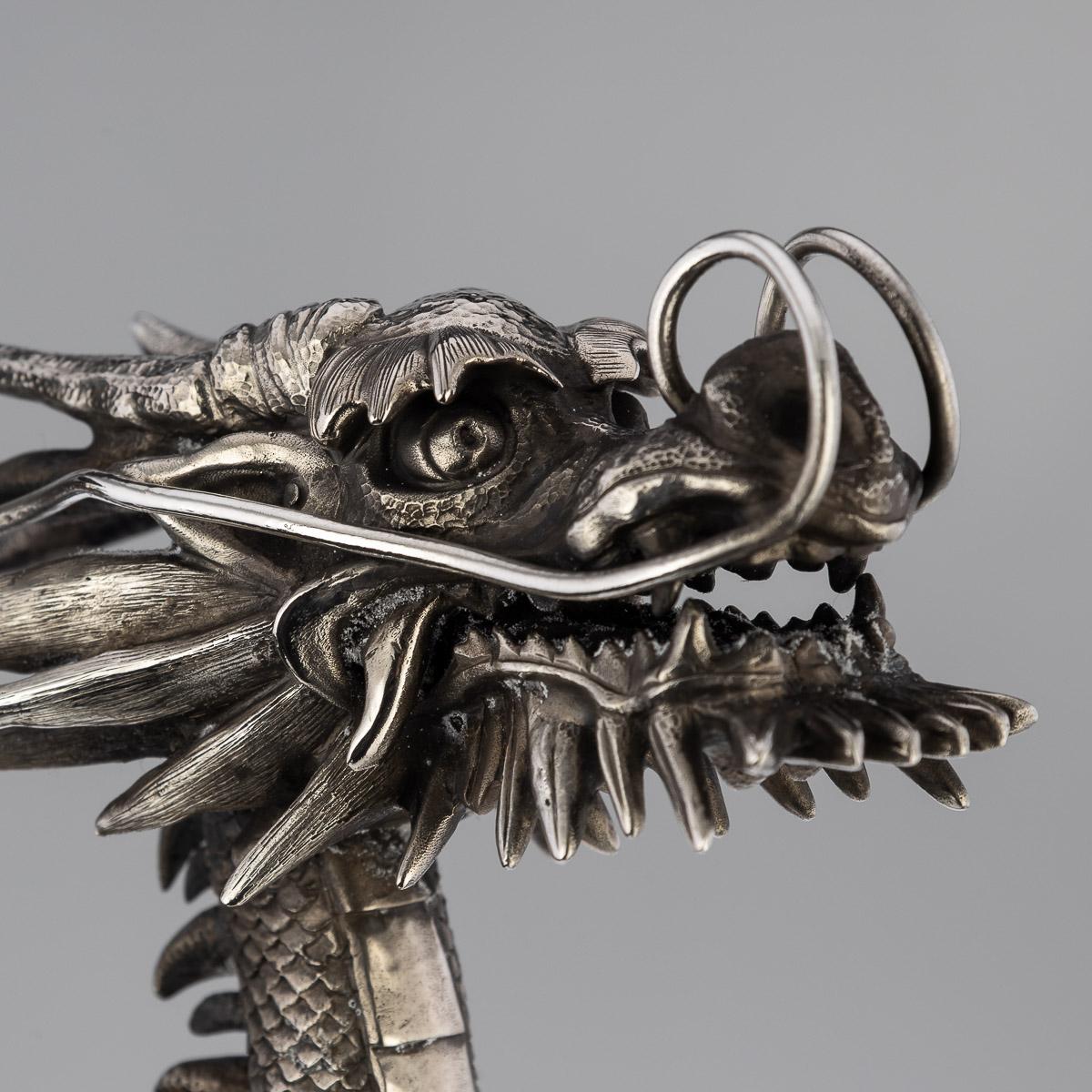 19th Century Japanese Solid Silver Dragon Candelabras, Yoshimune, C ...