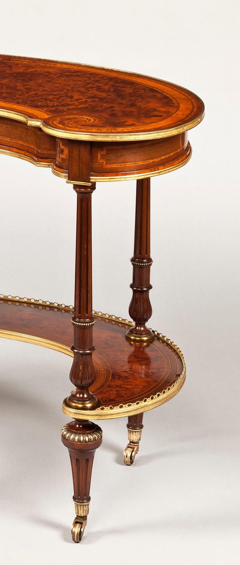 19th Century Kidney Table with Marquetry and Gilt Brass For Sale at 1stDibs
