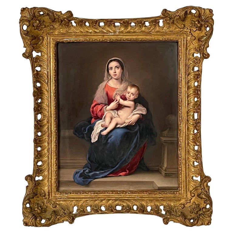 19th Century K.P.M. Porcelain Plaque of Madonna and Child by E. Boehm ...