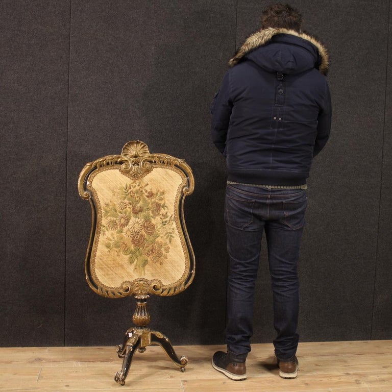 19th Century Lacquered and Gilt Wood and Fabric French Fender, 1870 For ...