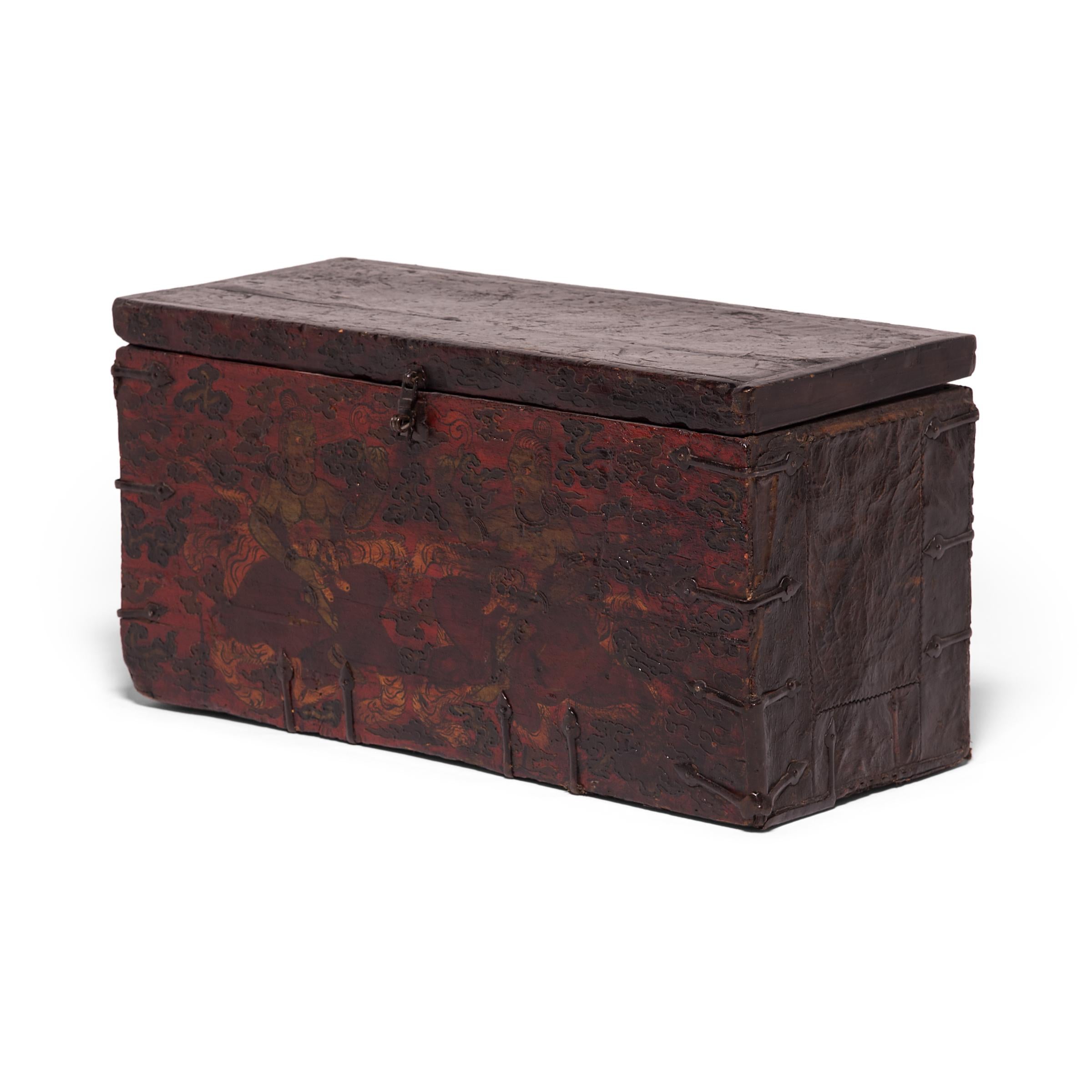 19th Century Lacquered Tibetan Trunk at 1stDibs