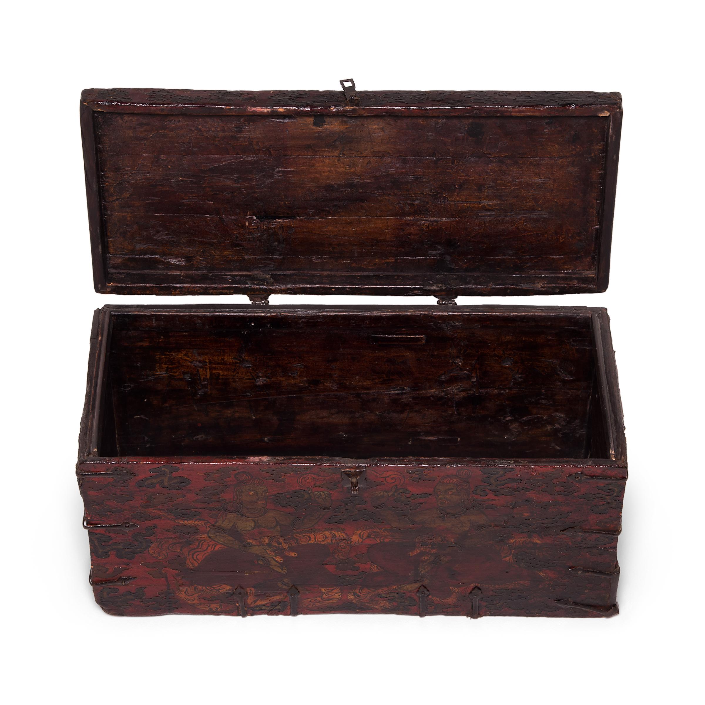 19th Century Lacquered Tibetan Trunk at 1stDibs