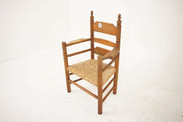 19th Century, Ladder Back Rush Seat Arm Seat Arm Chair, Scotland 1910 ...