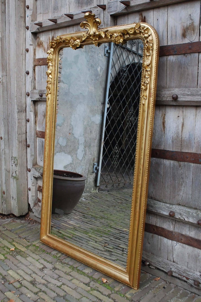 19th Century Large Antique French Louis Philippe Gold Leaf Mirror For ...