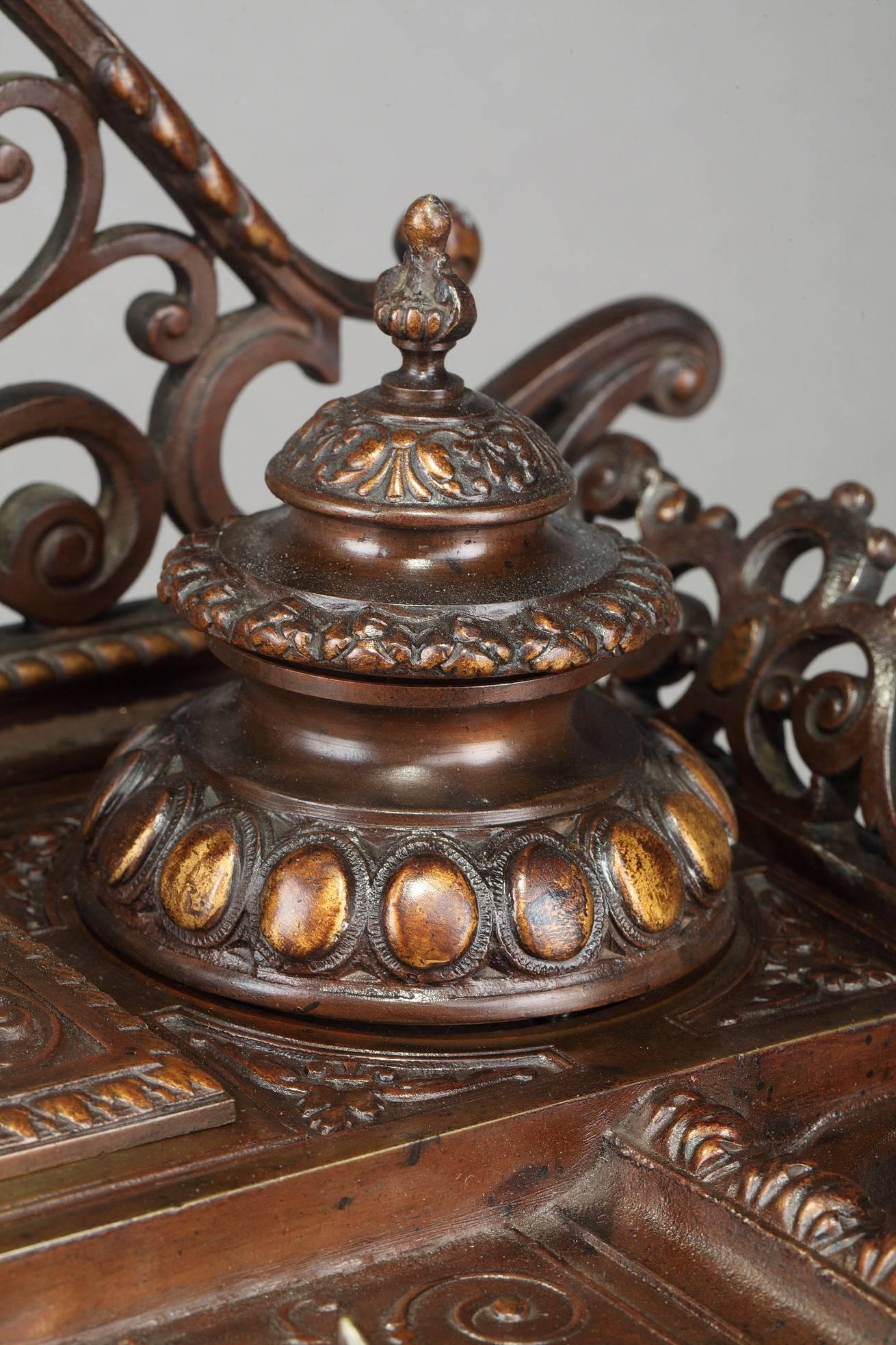 19th Century Large Bronze Inkwell Decorated with Fantastic Animals at ...