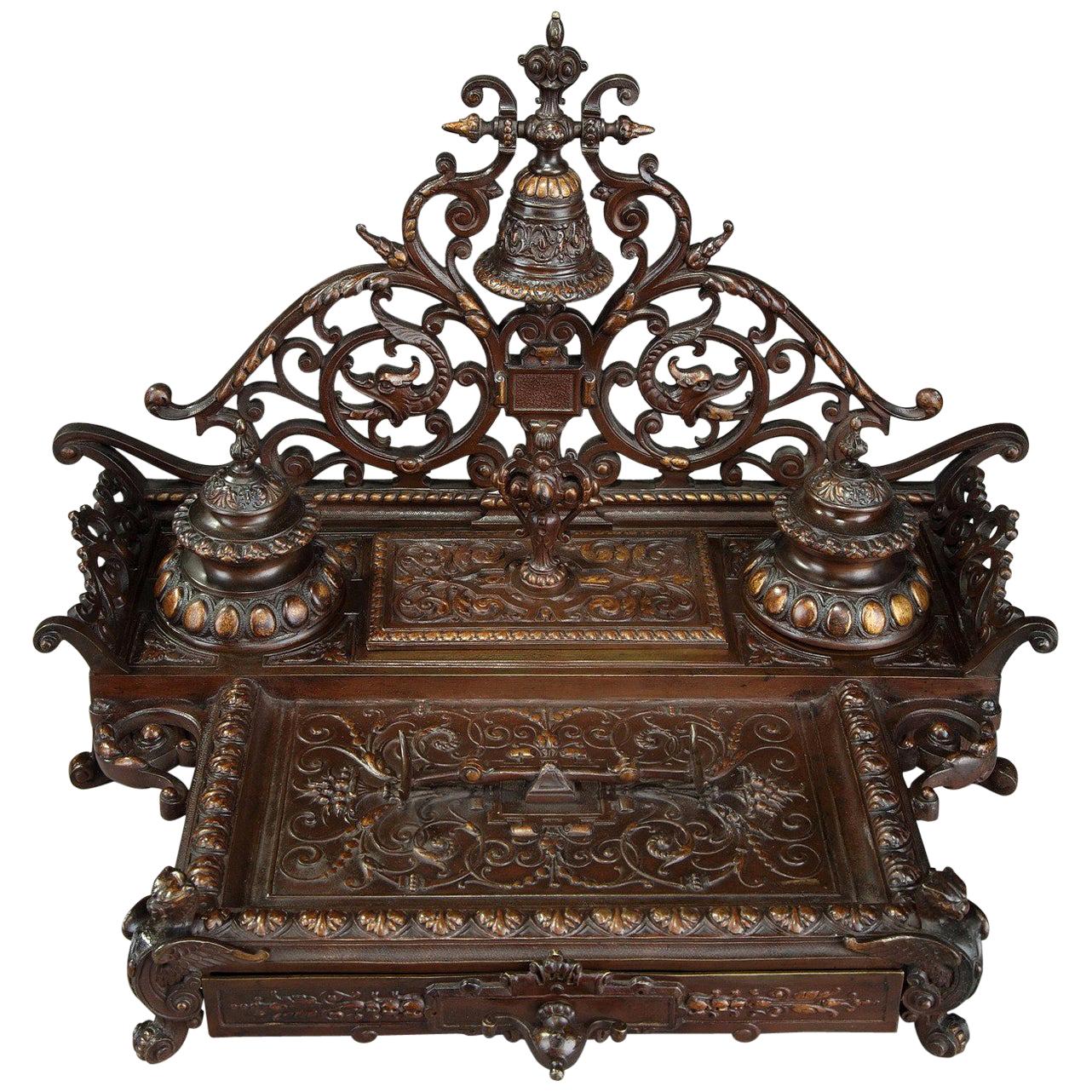 19th Century Large Bronze Inkwell Decorated with Fantastic Animals at ...