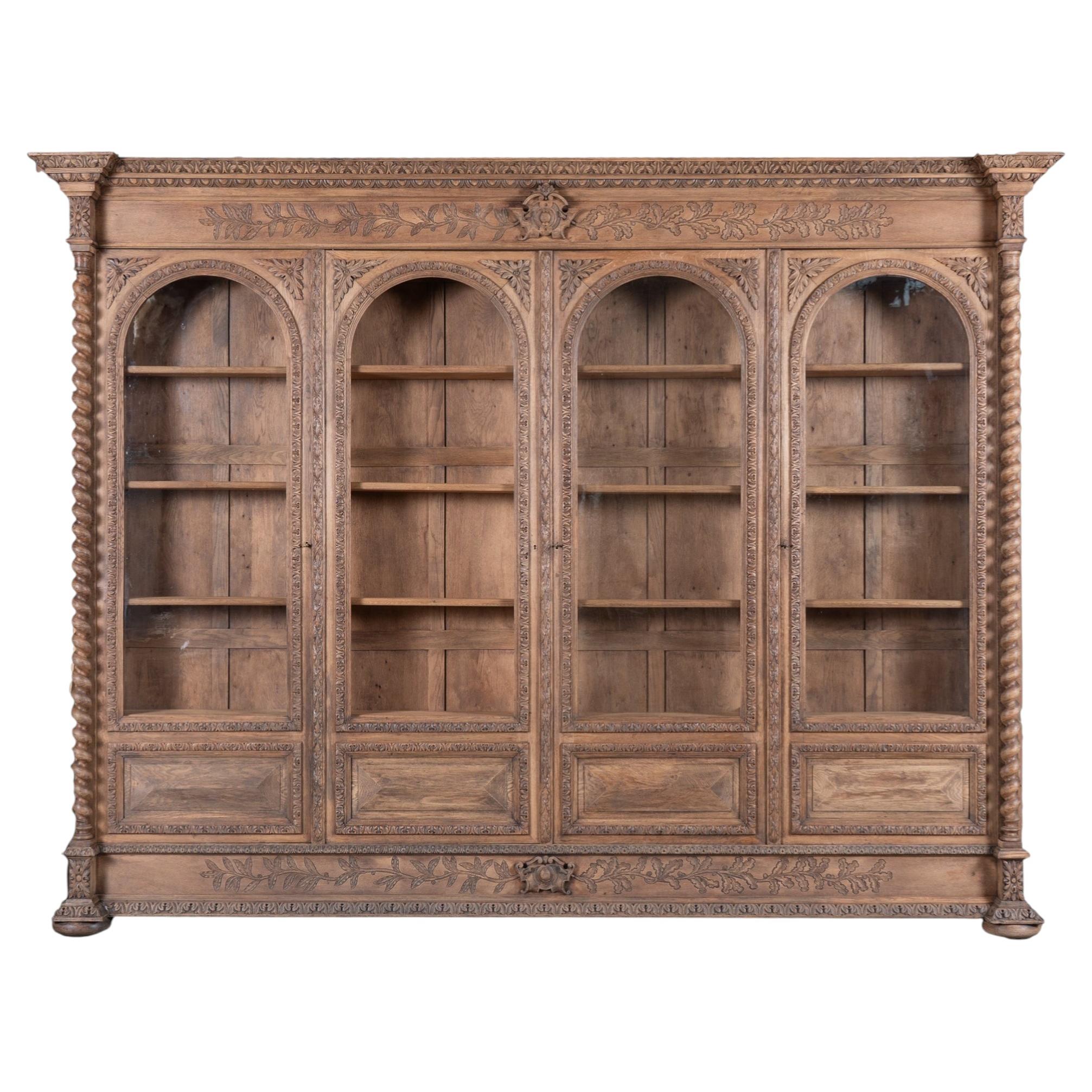 Late 19th Century Large French Oak Bookcase Display Cabinet For Sale at ...
