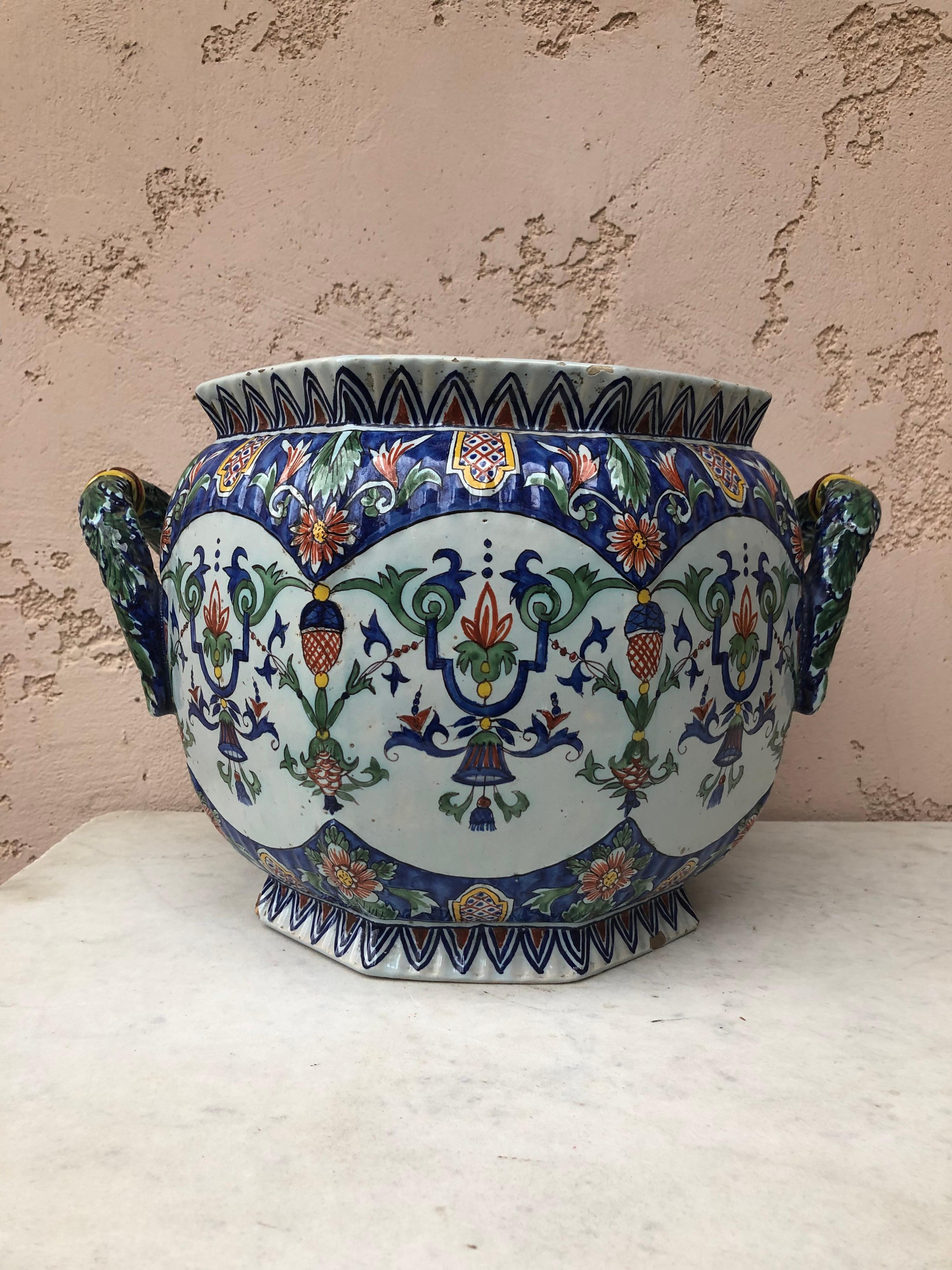 19th Century Large French Faience Cachepot Fourmaintraux Desvres For ...
