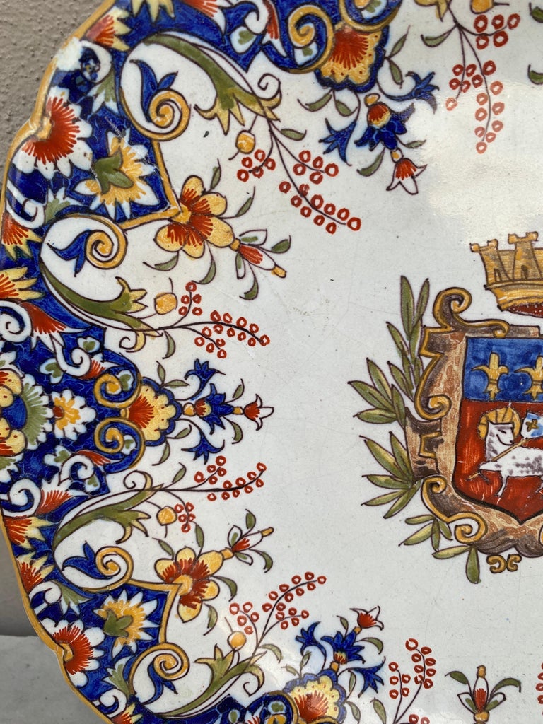 19th Century Large French Faience Platter with Armoiries Desvres For ...