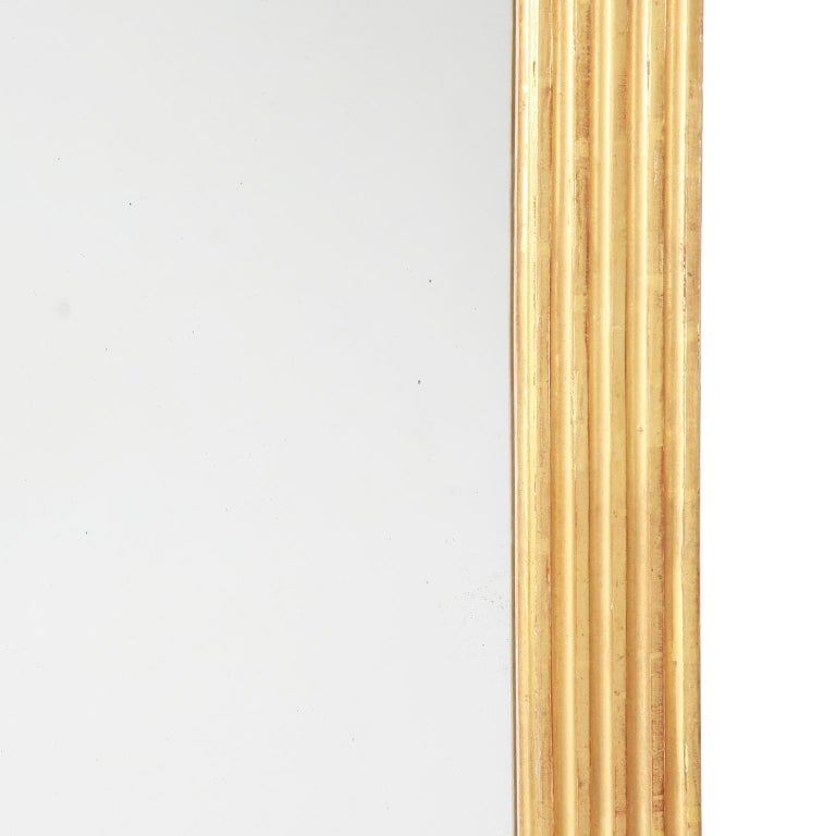 19th Century Large Giltwood Mirror with Reeded Frame For Sale at 1stDibs