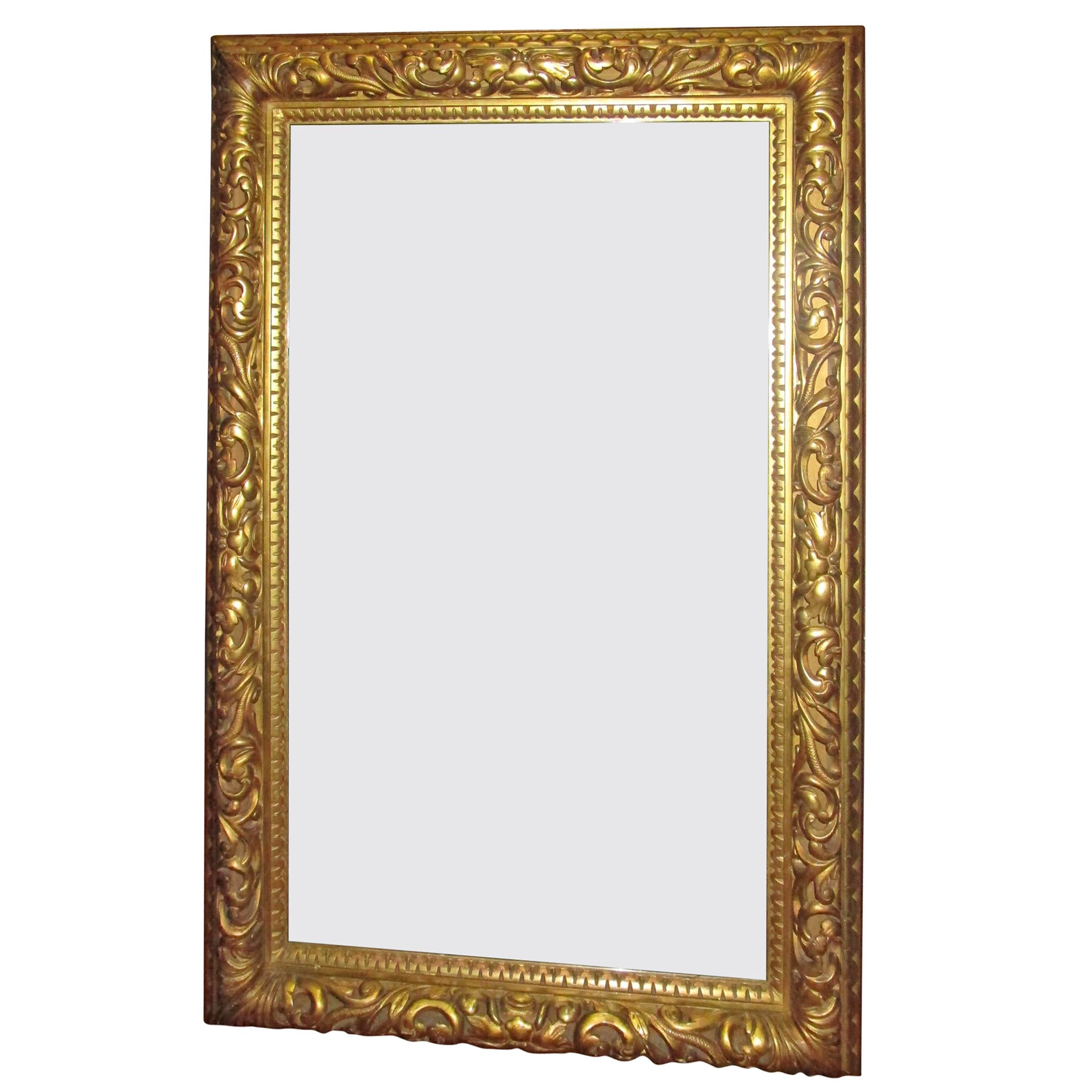19th century Large Neoclassical Carved Giltwood Mirror /Picture Frame ...
