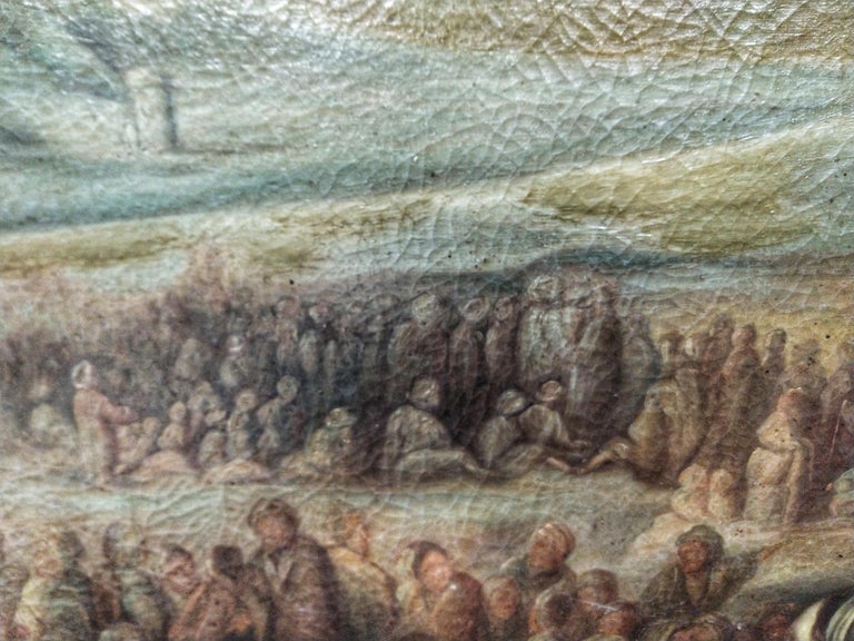 19th Century Large Oil on Canvas Copy of Murillo Feeding the Multitude Scene For Sale at 1stDibs